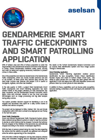 GENDARMERIE SMART TRAFFIC CHECKPOINTS - ASELSAN